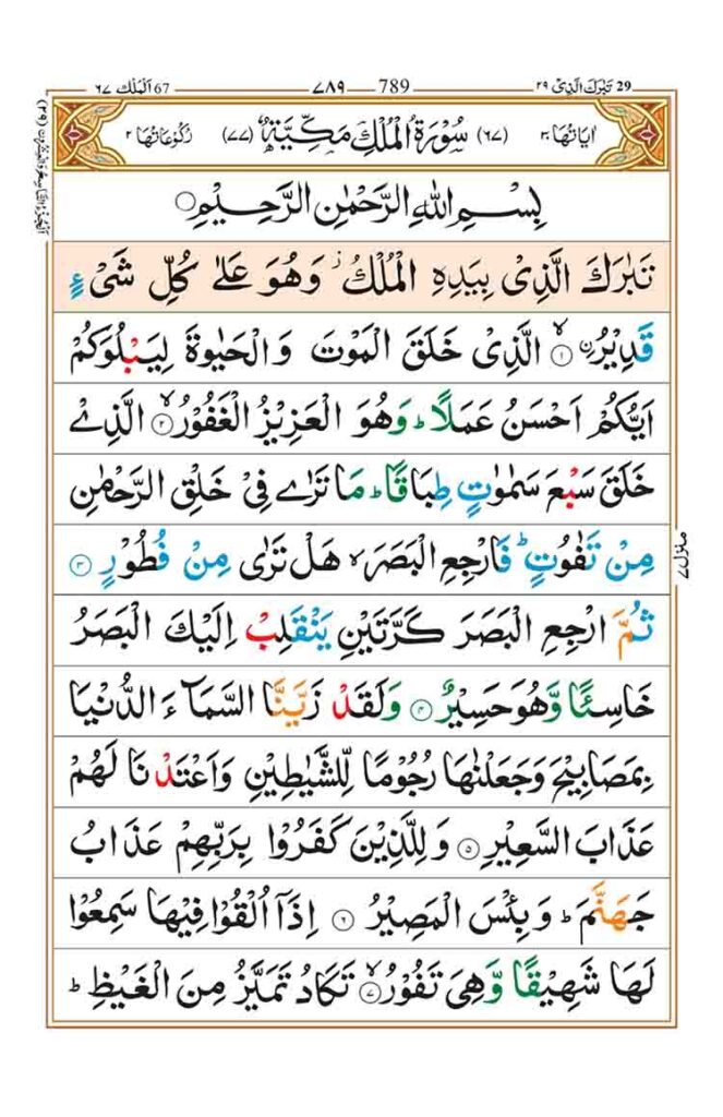 Surah Mulk PDF In Arabic With English Transliteration, Translation